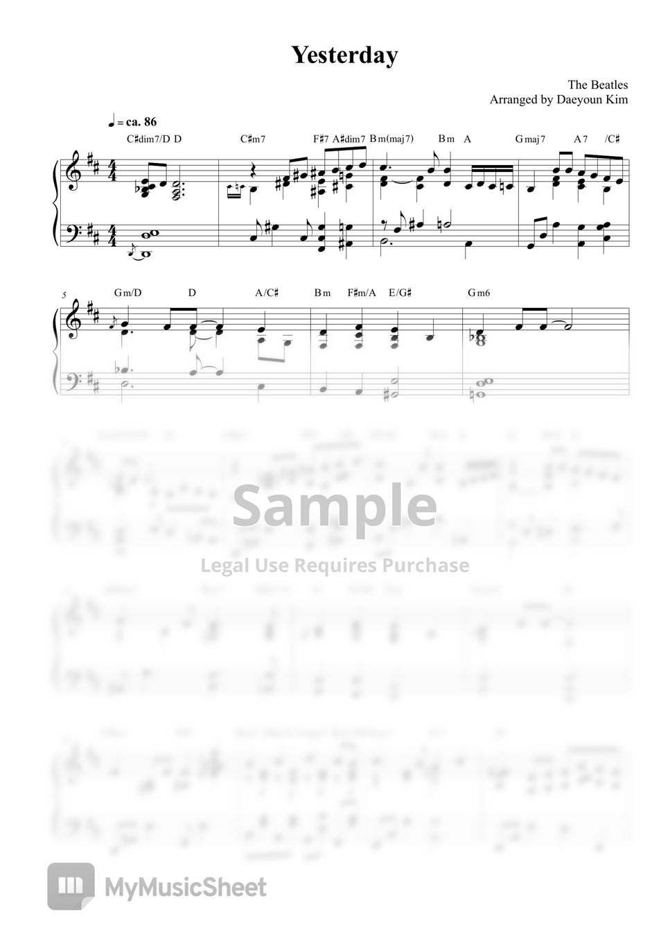 The Beatles - Yesterday Sheets by Daeyoun Kim
