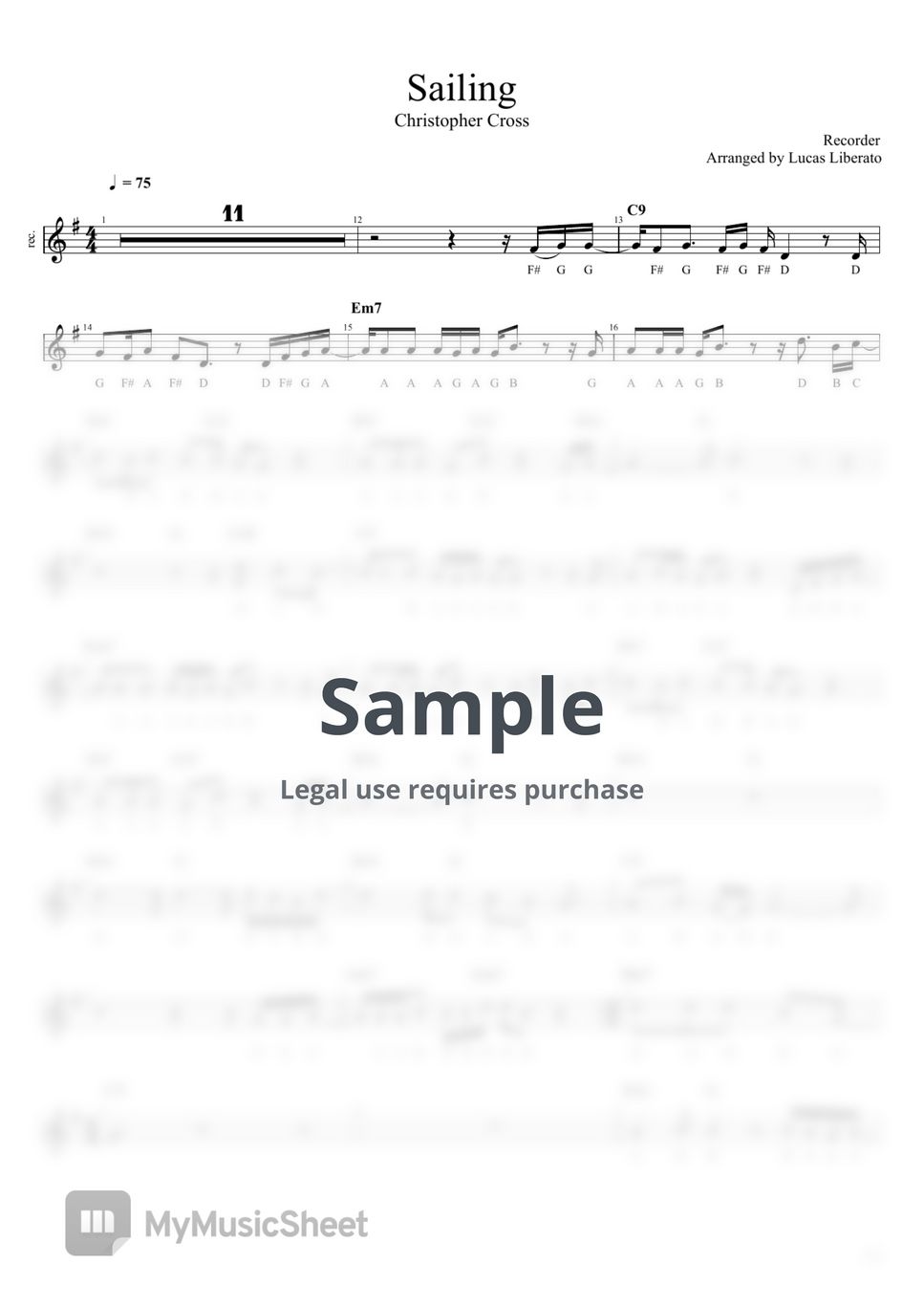 Christopher Cross - Sailing Sheet Music by Lucas Liberato