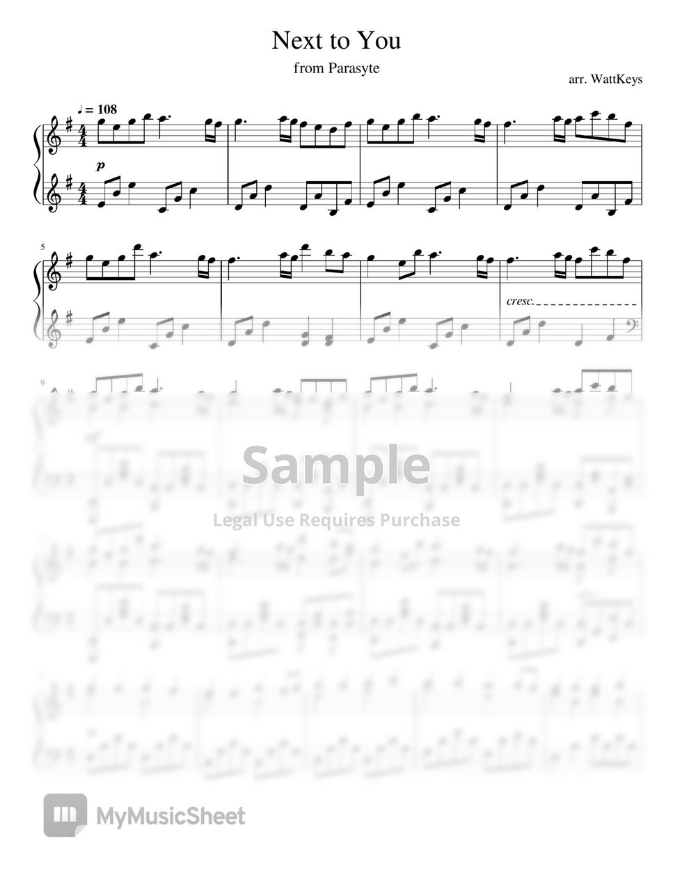 Ken Arai - Next to You - Parasyte the Maxim OST Sheets by WattKeys