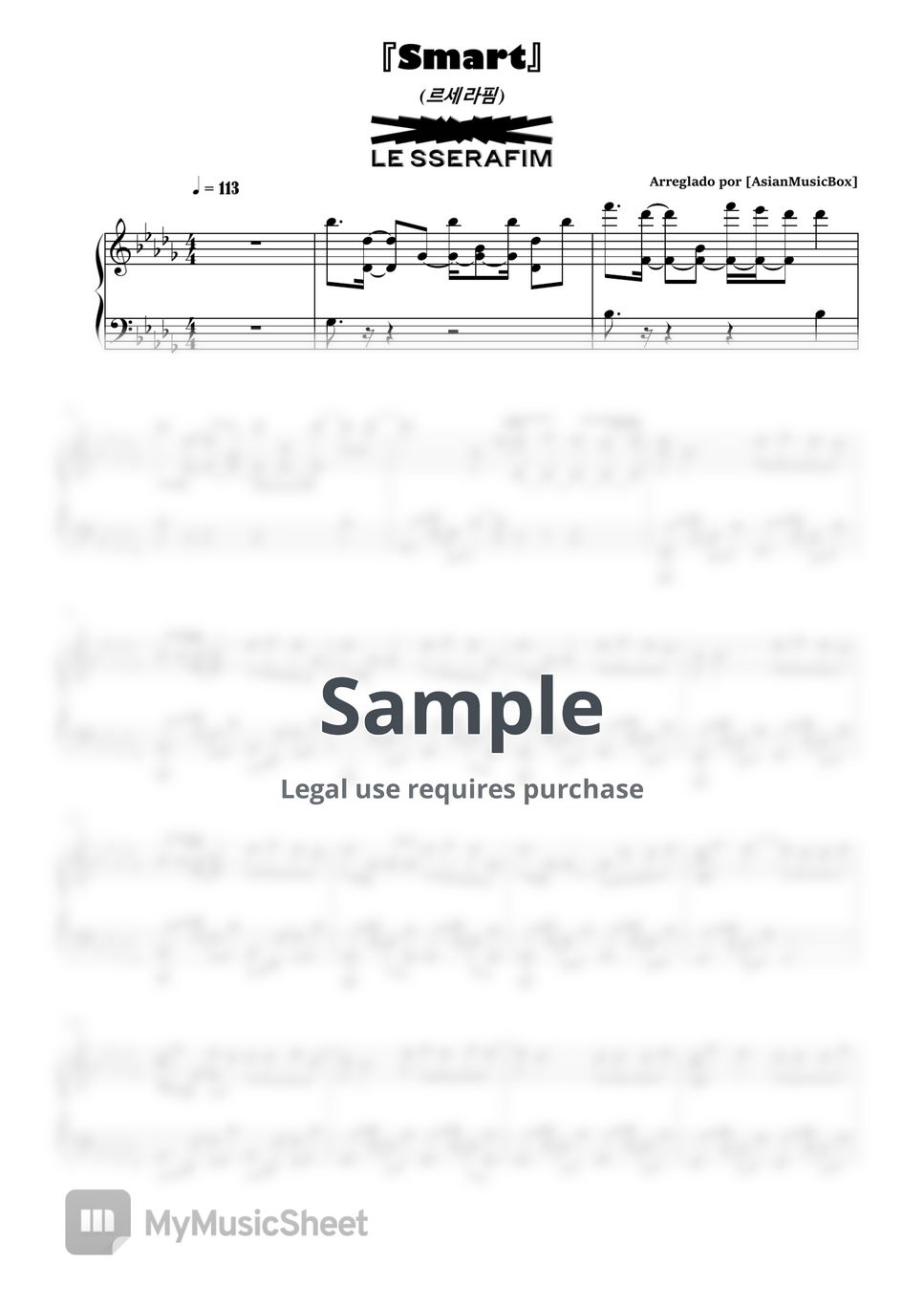 LE SSERAFIM - Smart (Sheet, MIDI, PracticeTrack & WAV) Sheet Music by ...