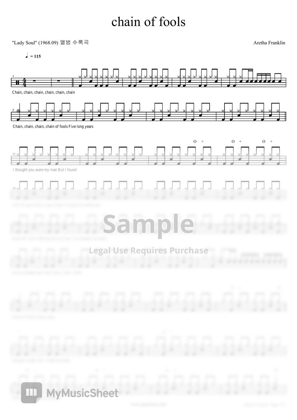 Aretha Franklin - chain of fools 악보 by COPYDRUM
