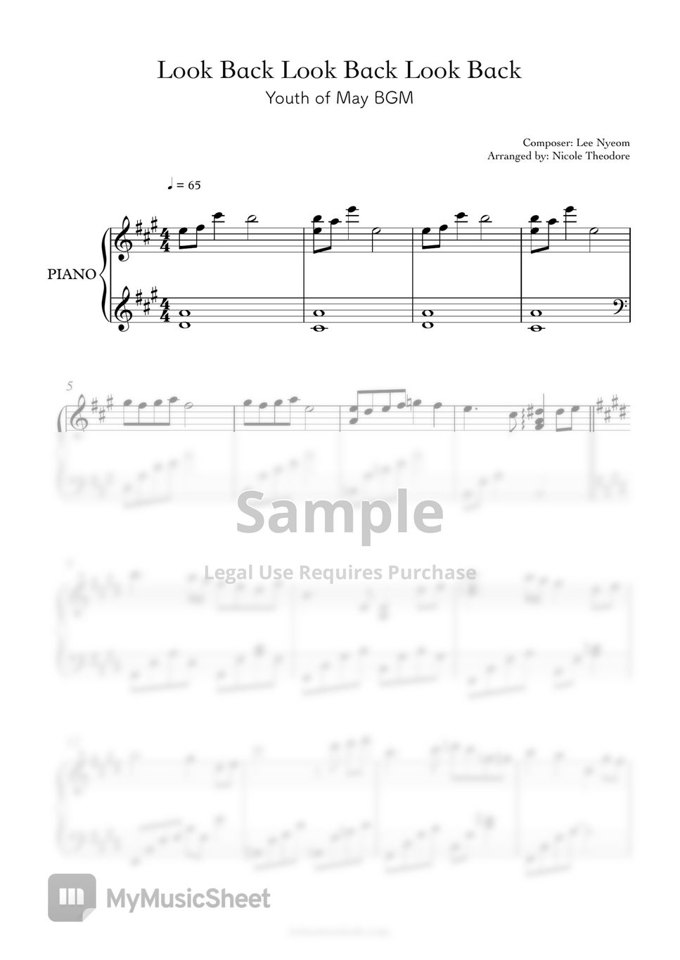Youth of May - Look Back Look Back Look Back Sheet Music by Nicole Theodore