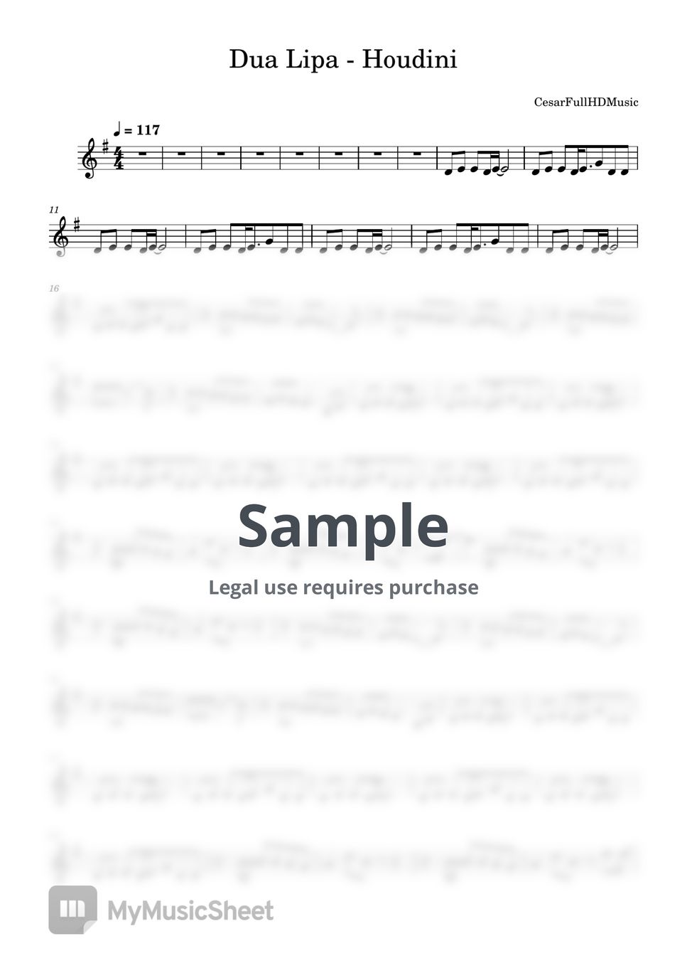 Dua Lipa - Houdini Sheet Music