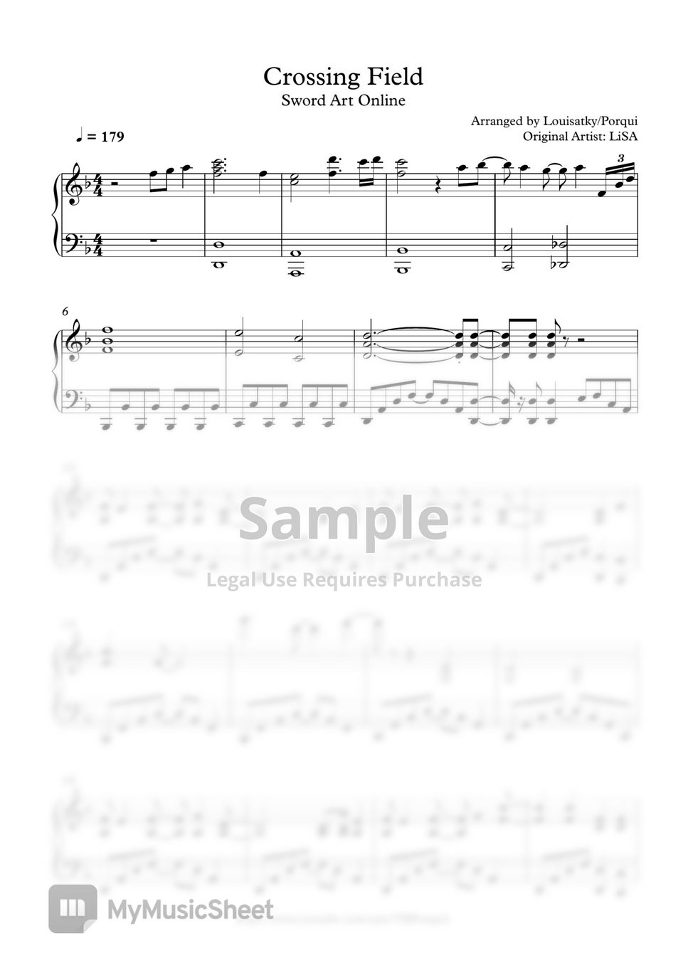 Sword Art Online OP 1 - Crossing Field Sheet Music