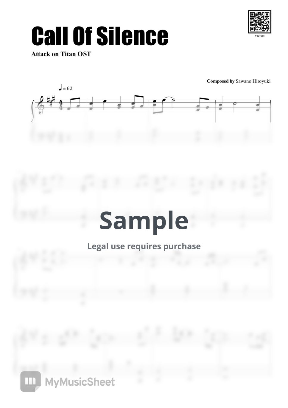 Sawano Hiroyuki - Call Of Silence Sheet Music by 한뼘피아노