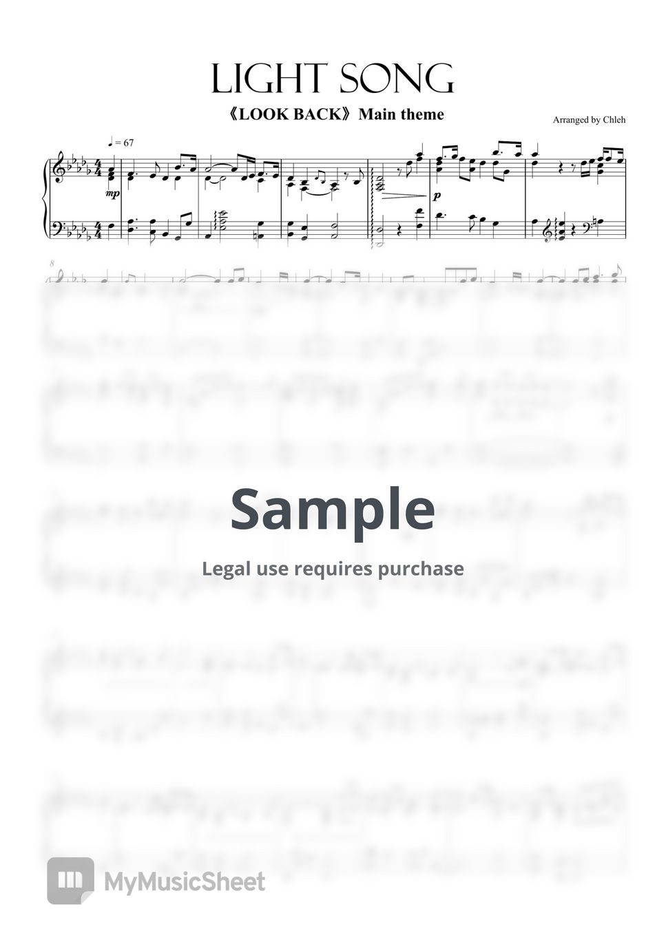 haruka nakamura - Light Song——《look back》main theme Sheet Music by Chleh