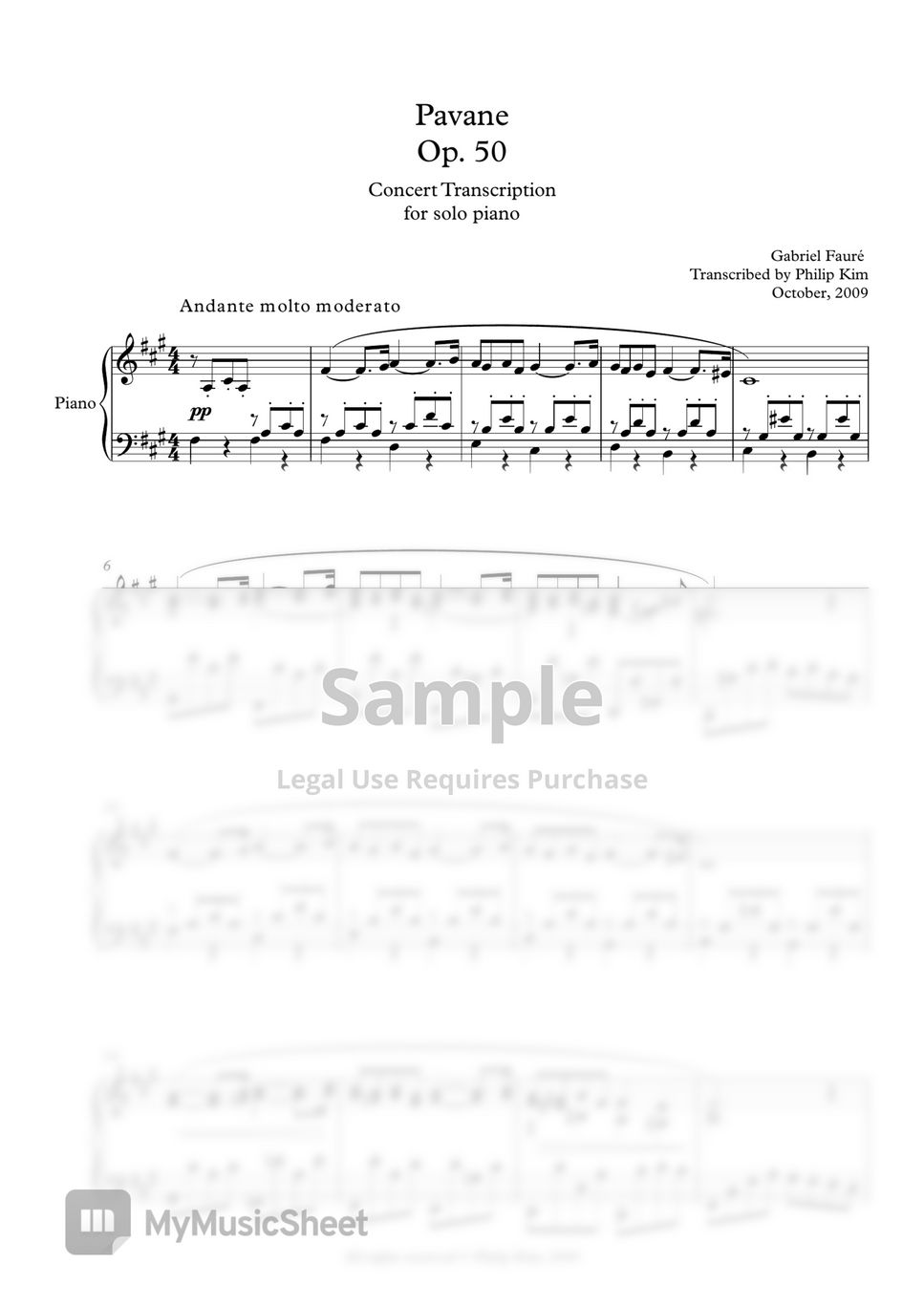 Gabriel Fauré - Pavane Op. 50 악보 by Philip Kim