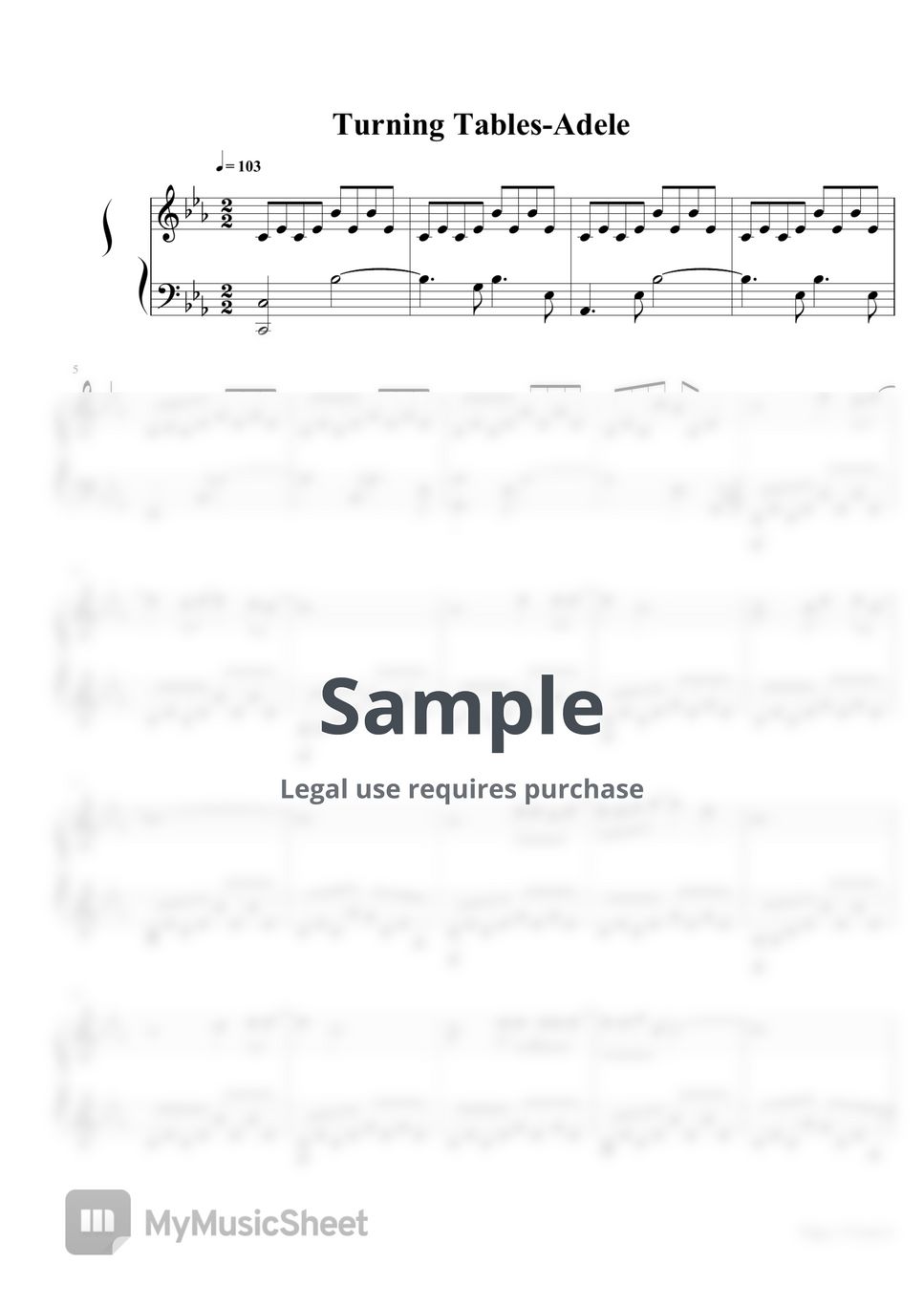 Adele - Turning Tables (Adele) 楽譜 by Yilun