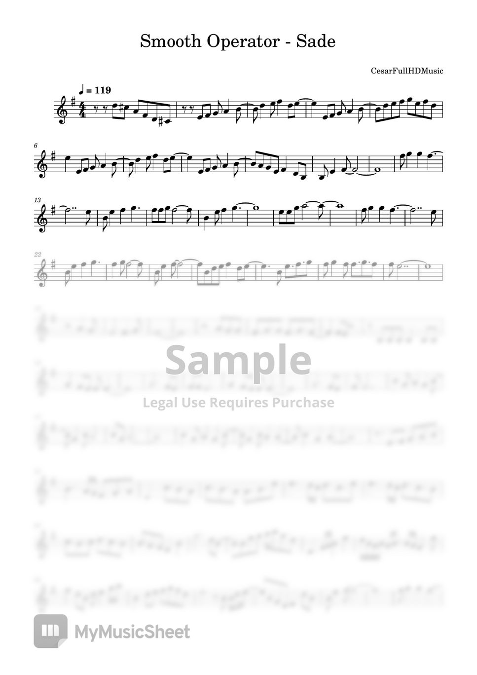 Sade - Smooth Operator Sheets