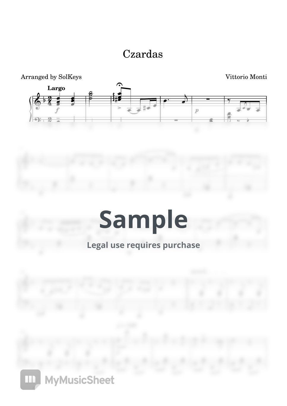 Vittorio Monti - Czardas Lembar Musik by SolKeys