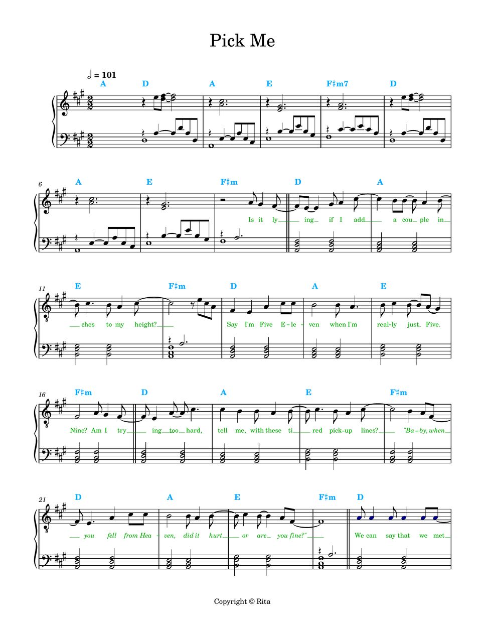 Alec Benjamin - Pick Me (Lyrics, chords) 악보 by Rita B