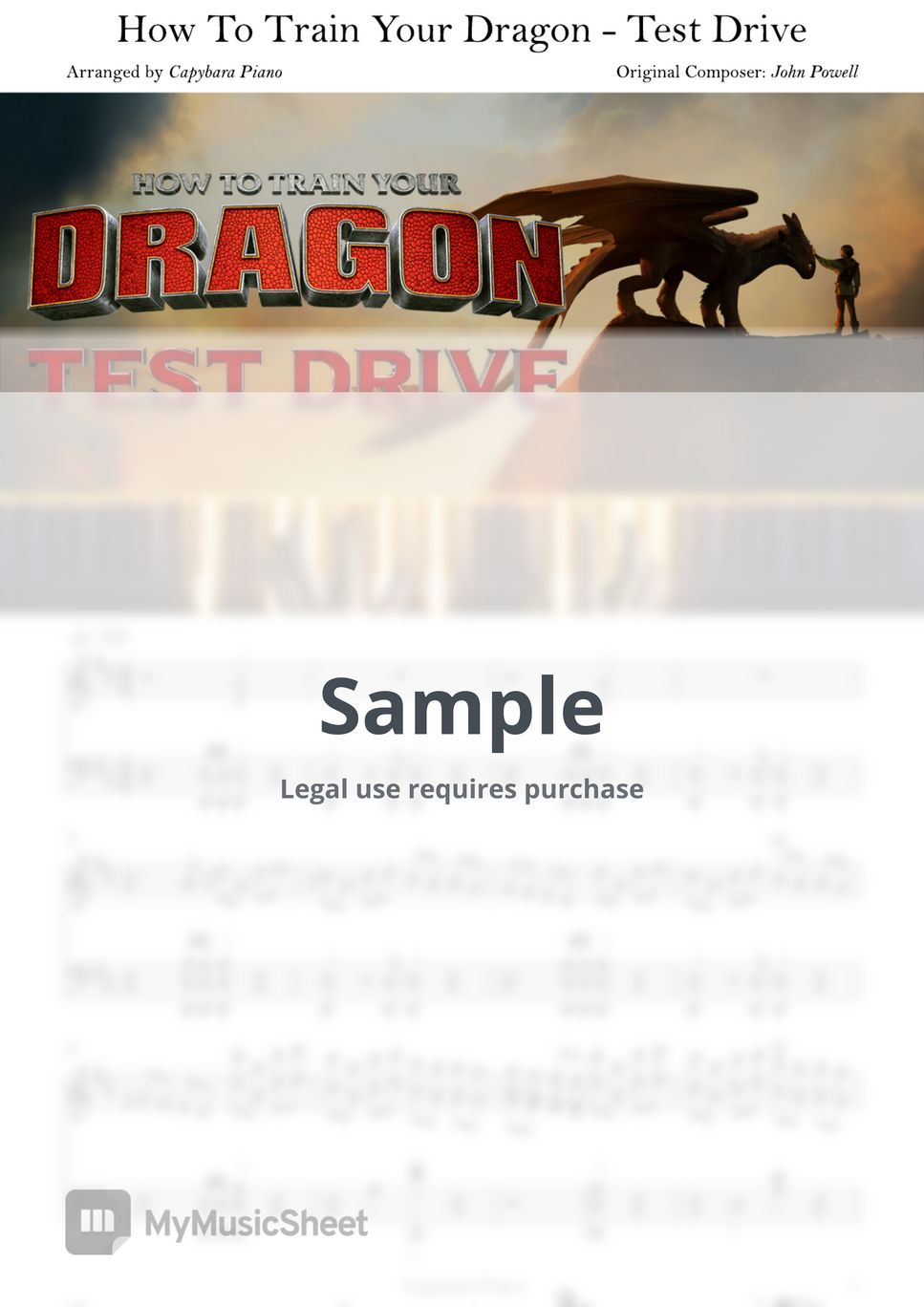 John Powell - Test Drive - How To Train Your Dragon Piano Sheet Music ...