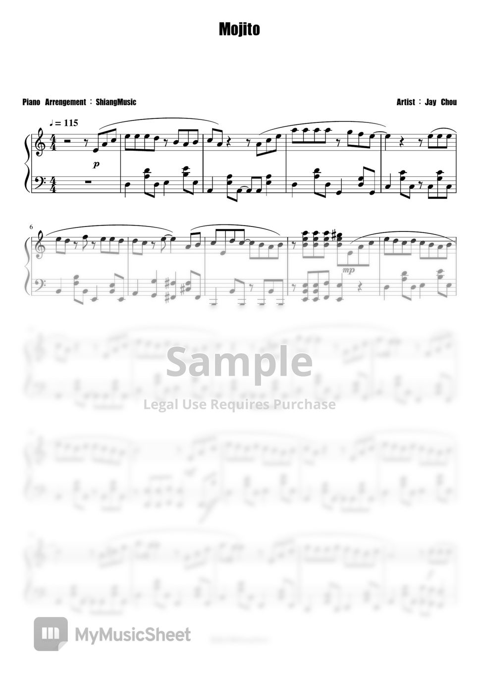 Jay Chou周杰倫 - Mojito Sheet Music by ShiangMusic