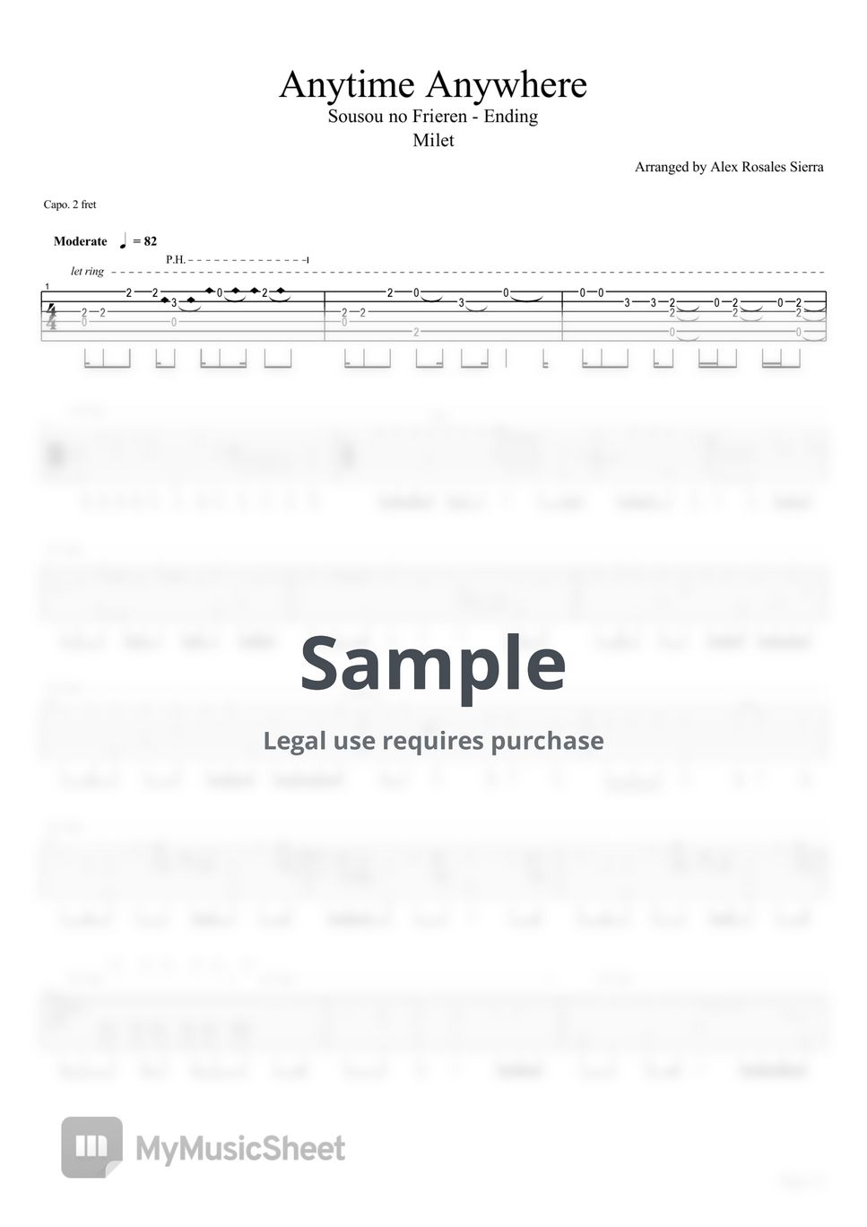 Milet - Anytime Anywhere (Fingerstyle Guitar) Sheets by Alex Rosales Sierra