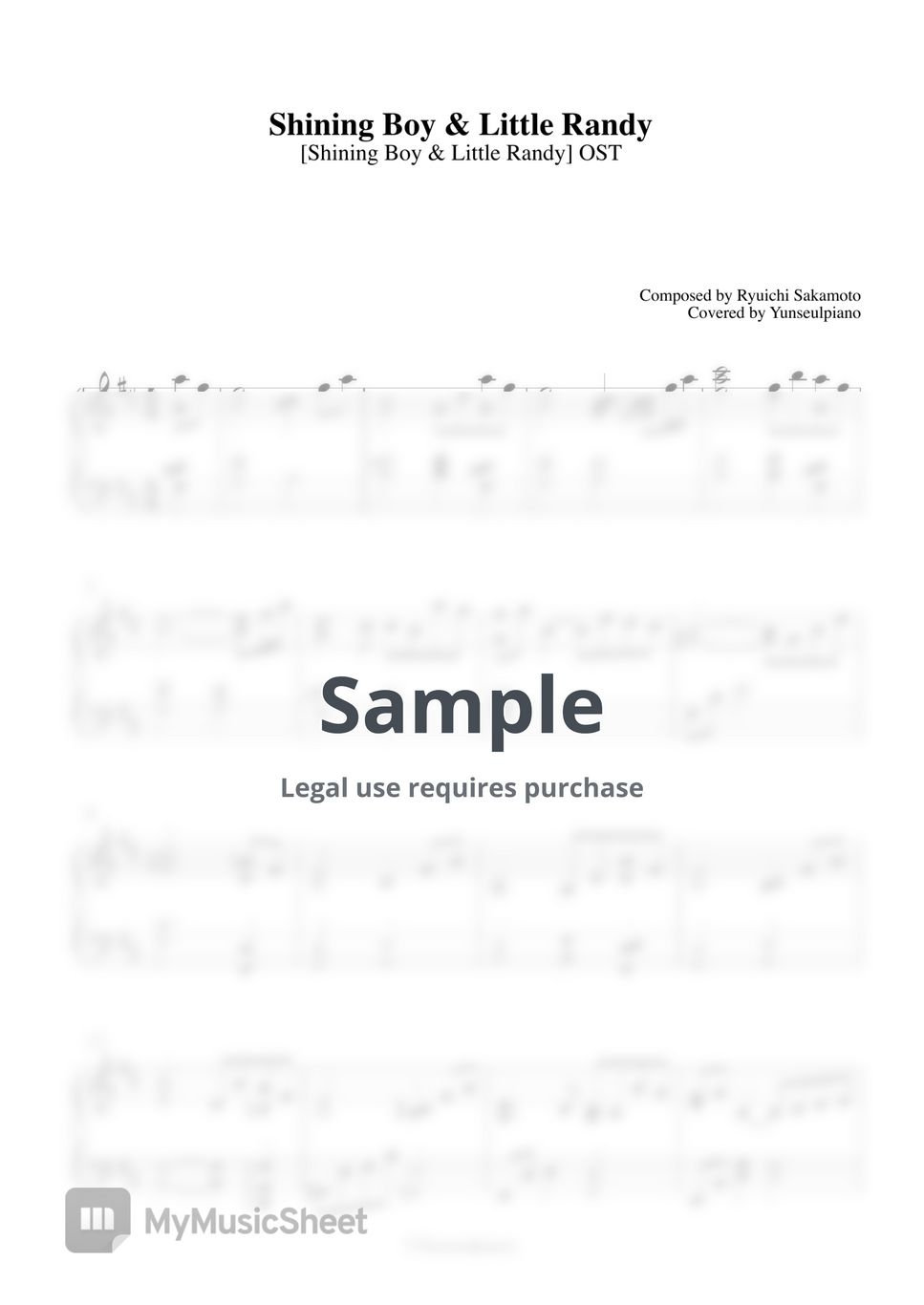 Ryuichi Sakamoto - Shining Boy & Little Randy Sheets by Yunseulpiano