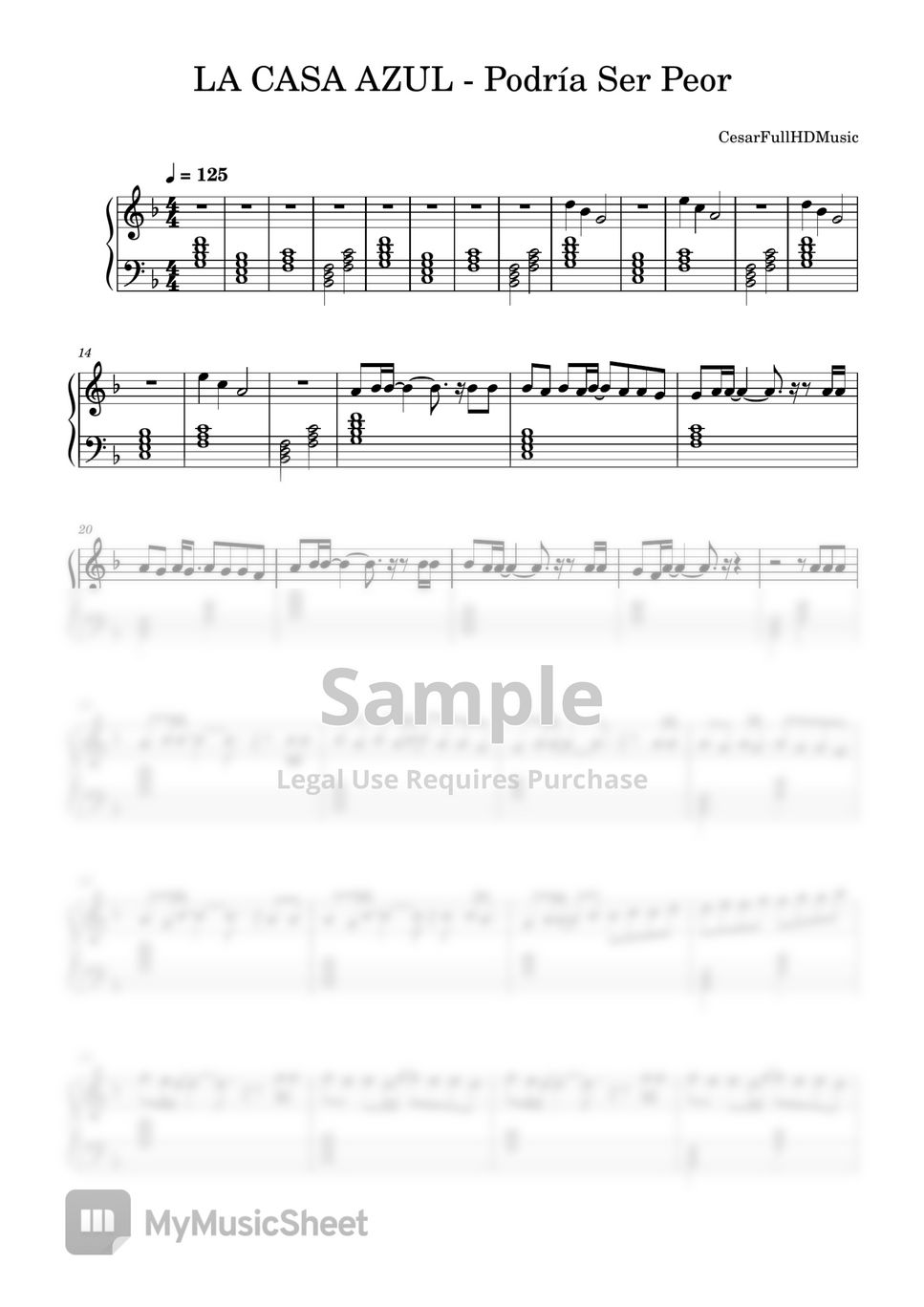 LA CASA AZUL - Podría Ser Peor Sheets