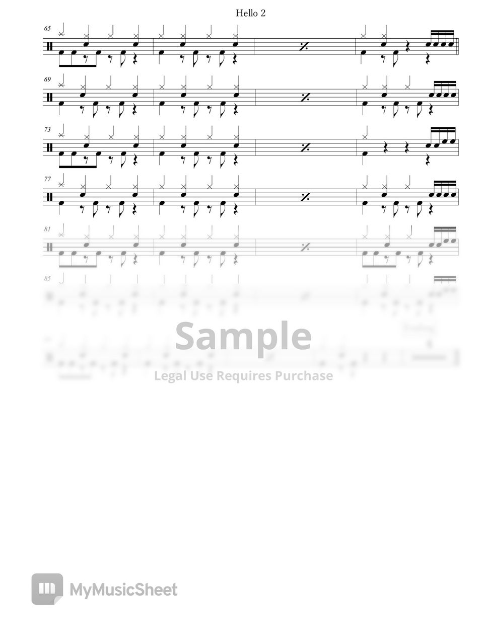 Adele - Hello Sheets by Arkadia Drums