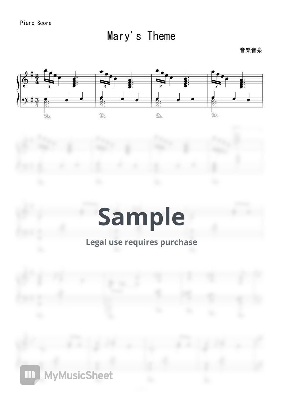 Stelvio Cipriani - Mary's Theme Sheet Music by OngakuOnsen