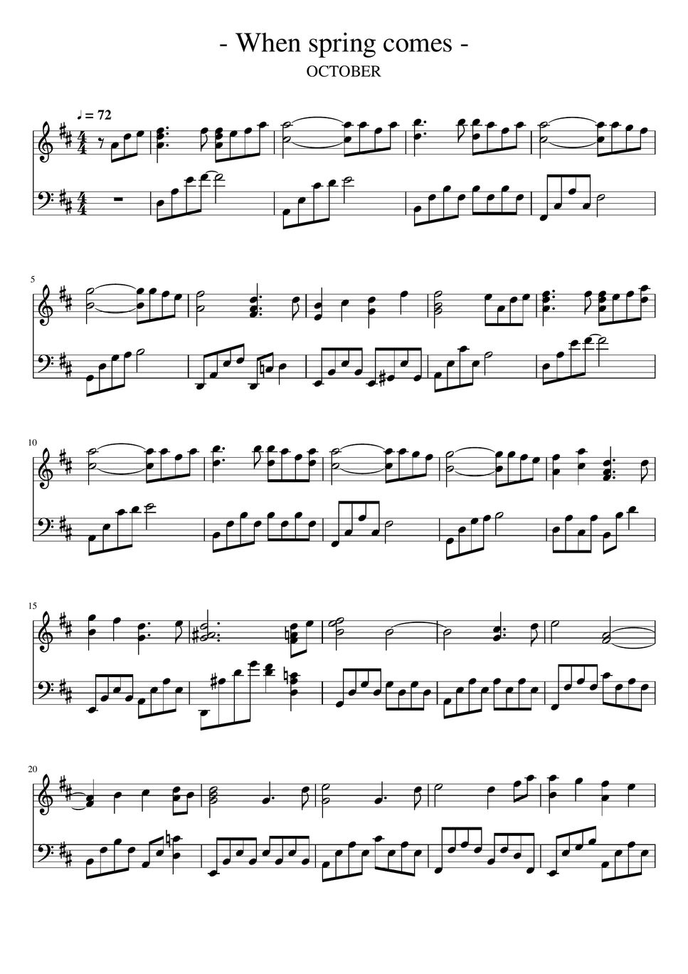 OCTOBER - When spring comes Partitura