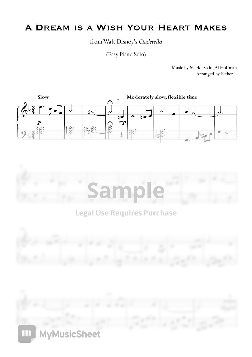 Mack David, Al Hoffman - A Dream is a Wish Your Heart Makes from [Cinderella, Walt Disney] (Easy ...