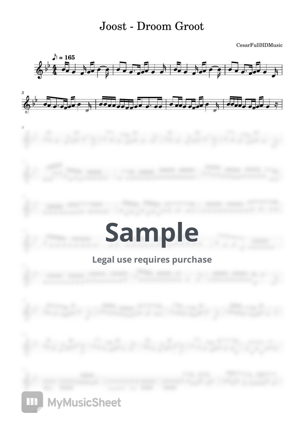 Joost - Droom Groot | Netherlands 🇳🇱 | Eurovision 2024 악보