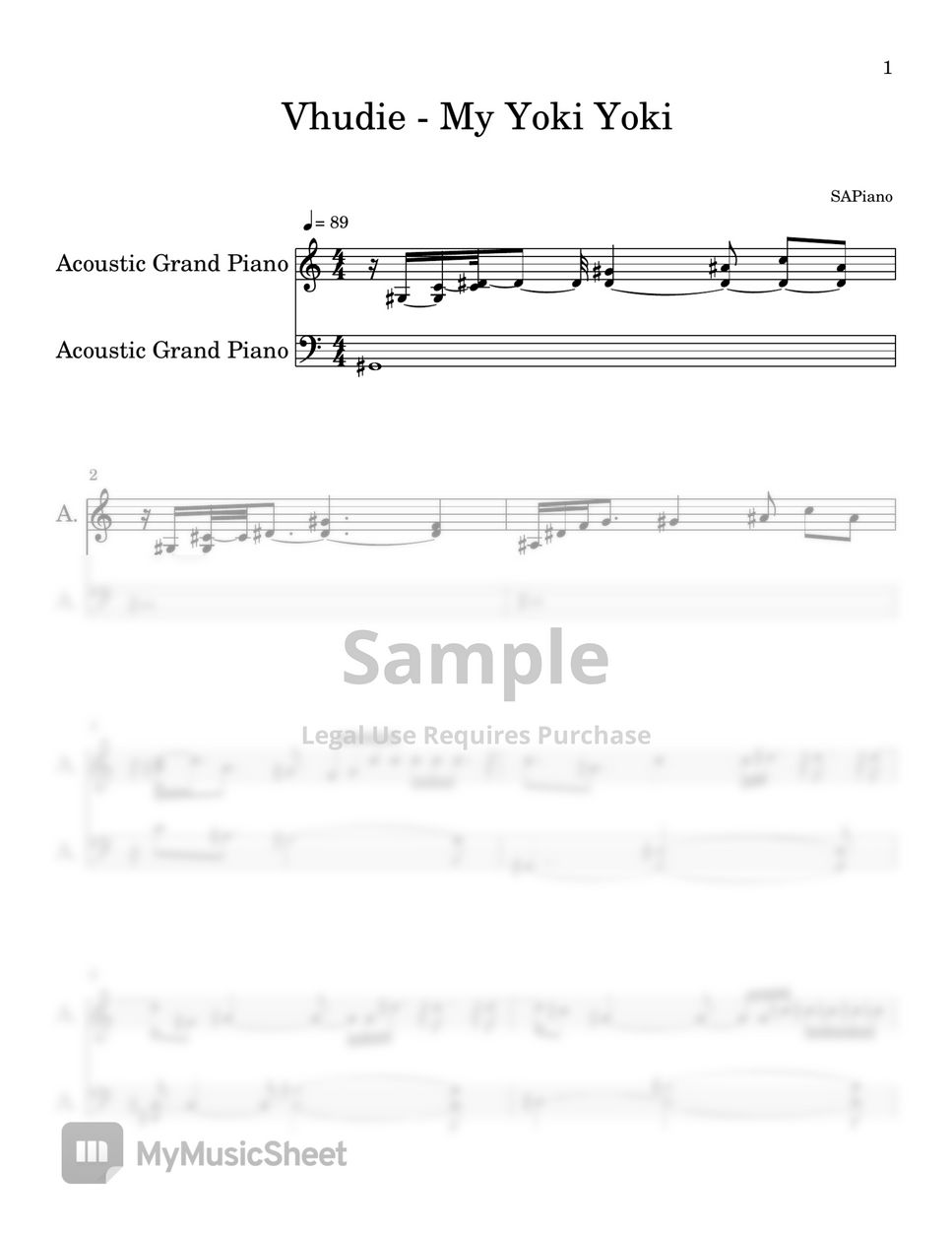 Vhudie - My Yoki Yoki (PIANO SHEET) Sheets by SA Piano