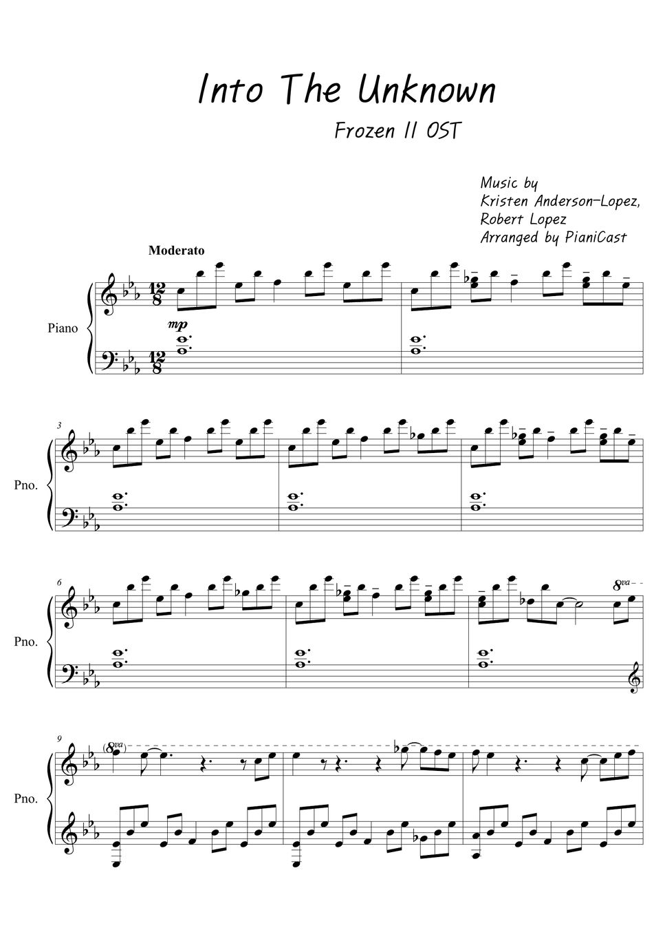 Frozen 2 - Into The Unknown 악보 by PianiCast