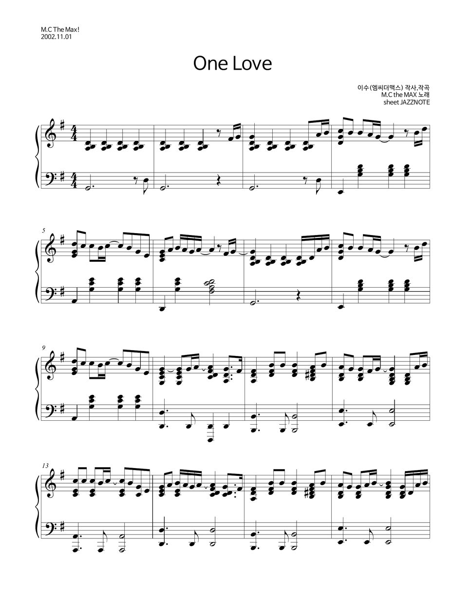 M.C the MAX - One Love Sheet by JAZZNOTE