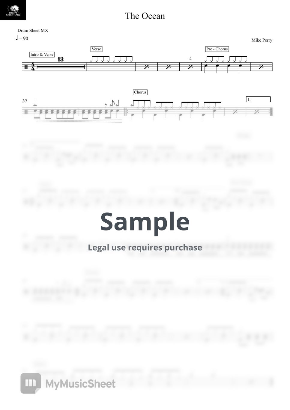 Mike Perry - The Ocean Sheet Music by Drum Sheet MX