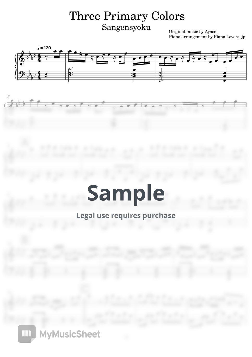YOASOBI - Three Primary Colors(Sangenshoku) (Piano Sheet Music ...