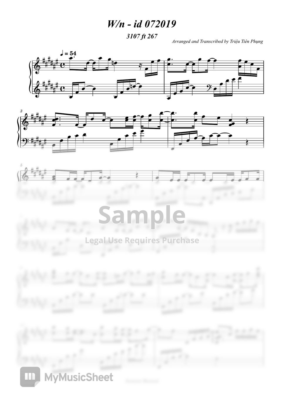W/n - id 072019 Sheet Music by Triệu Tiên Phụng