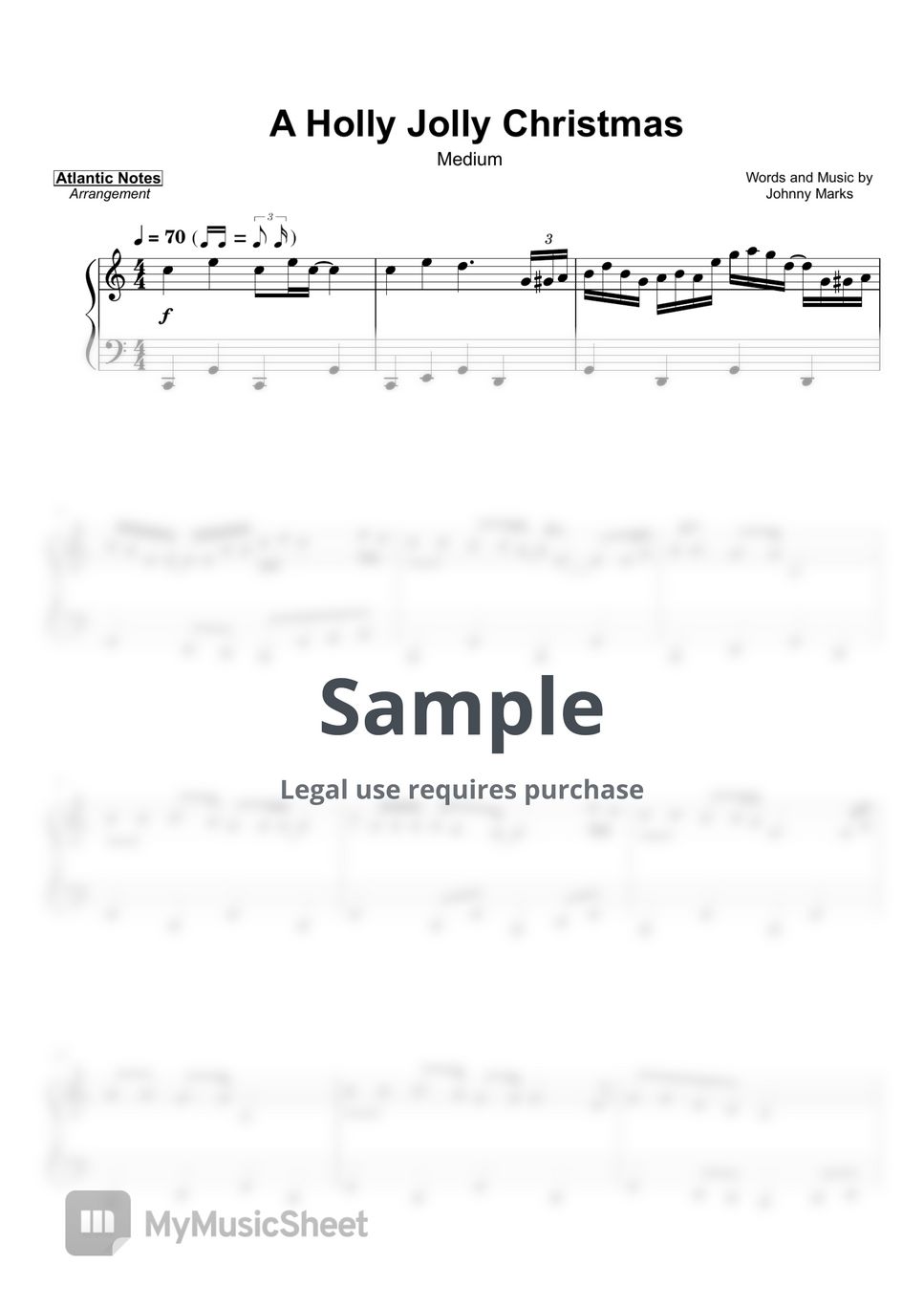 Burl Ives - A Holly Jolly Christmas Sheet Music by Atlantic Notes