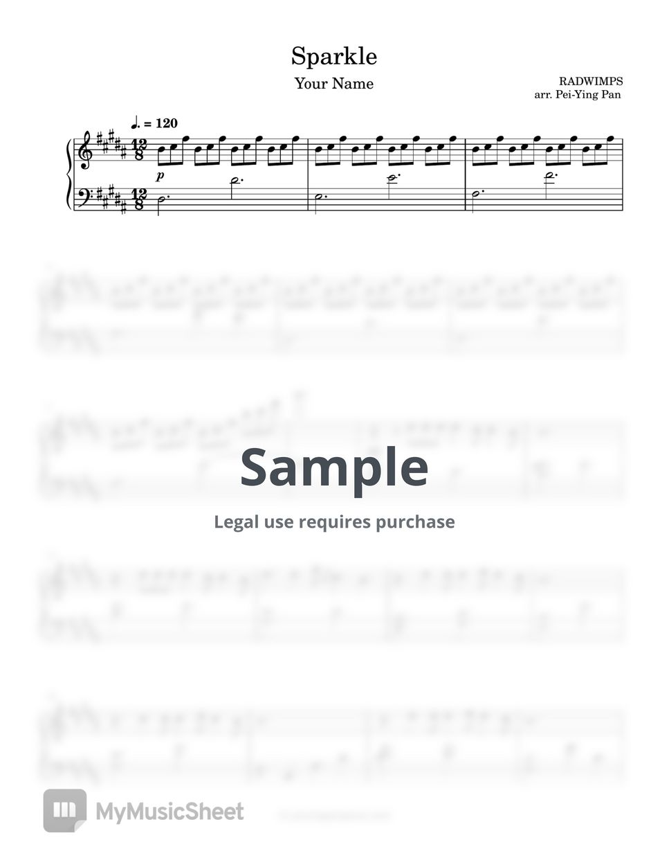 RADWIMPS - Sparkle (Your Name) Sheets by Pei-Ying Pan RADWIMPS - Sparkle (Your Name) Sheets by Pei-Ying Pan