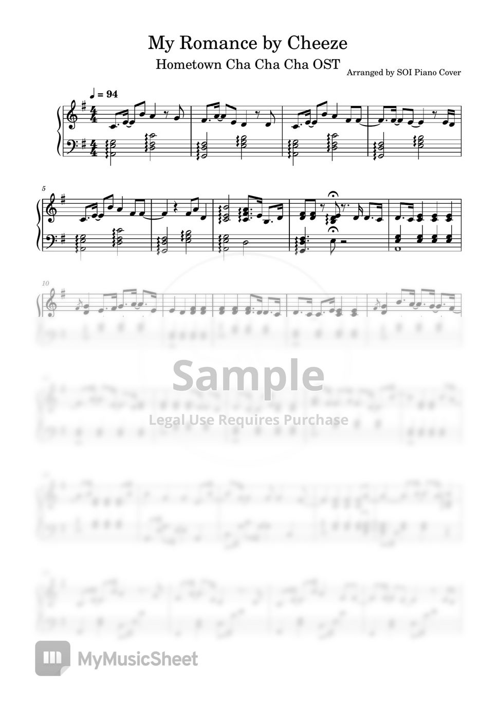 [Hometown Cha Cha Cha OST] Cheeze - My Romance (Solo Piano) Sheets by ...
