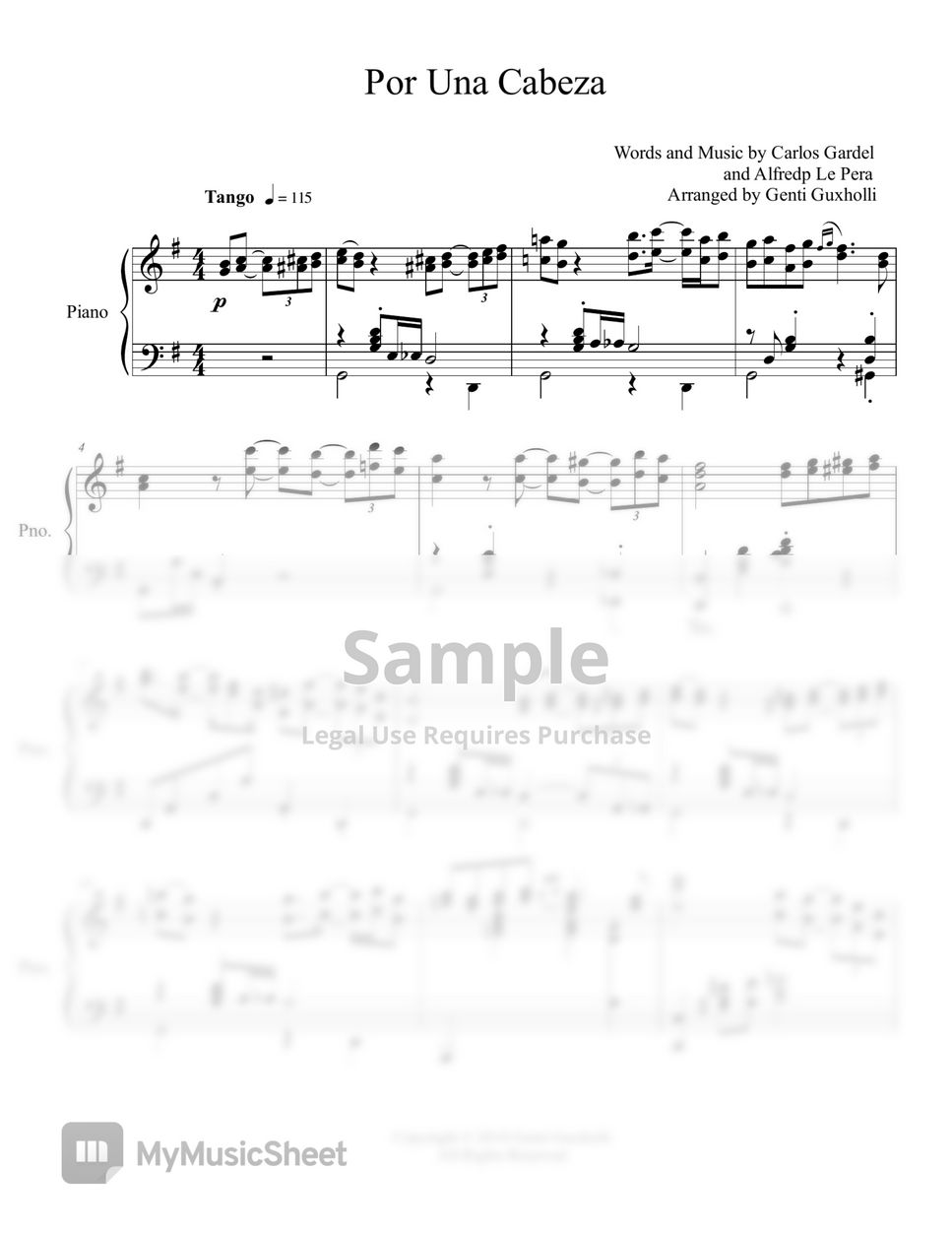 Carlos Gardel - Por Una Cabeza Sheets by Genti Guxholli