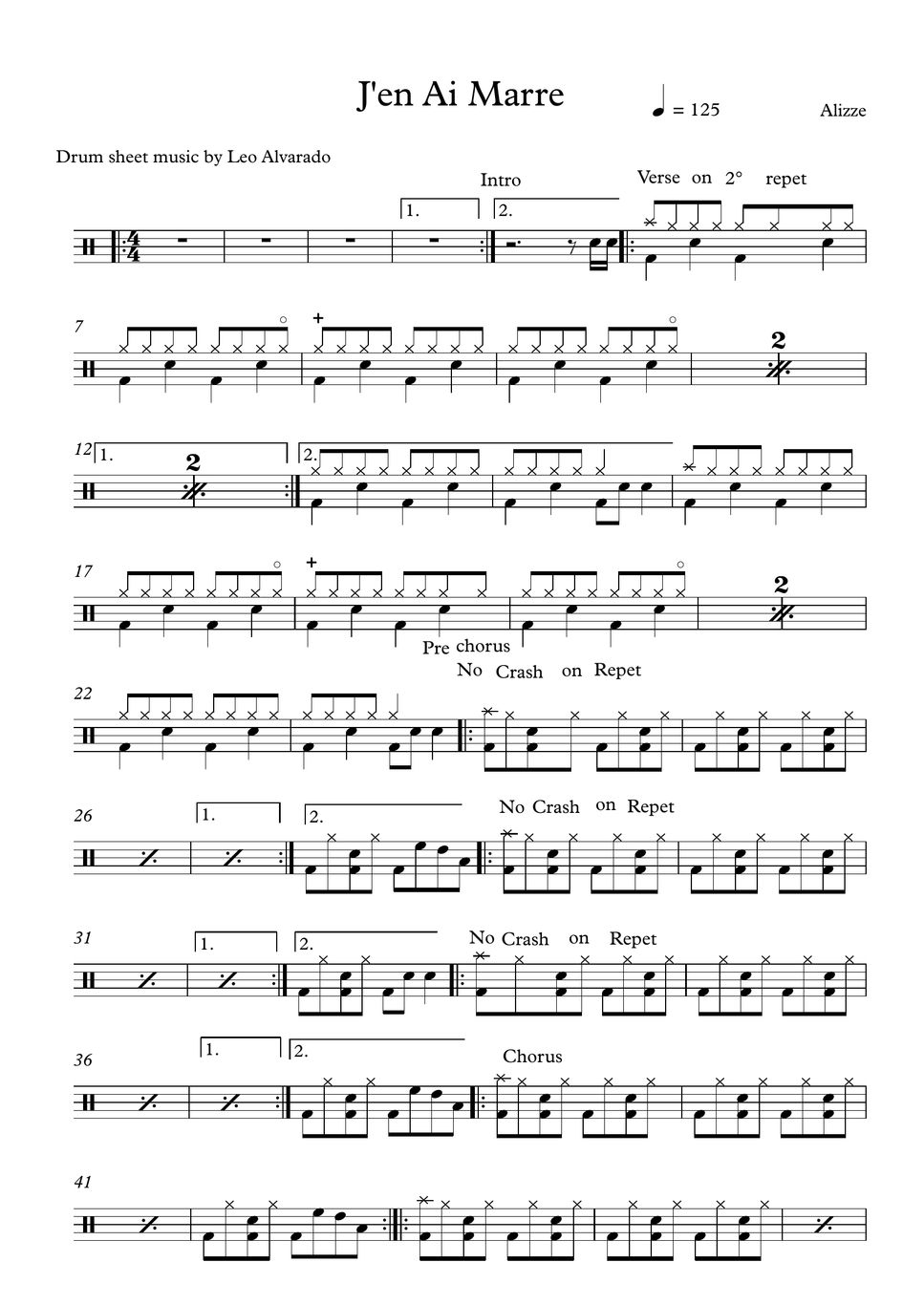 Alizze - J´en ai marre Sheet