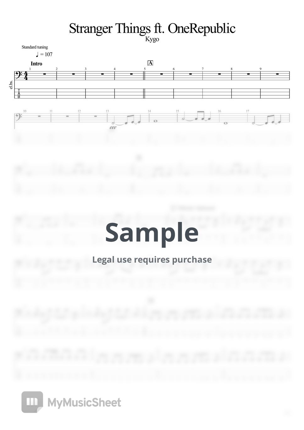 Kygo - Stranger Things ft. OneRepublic Tab + 1staff by BassBlur