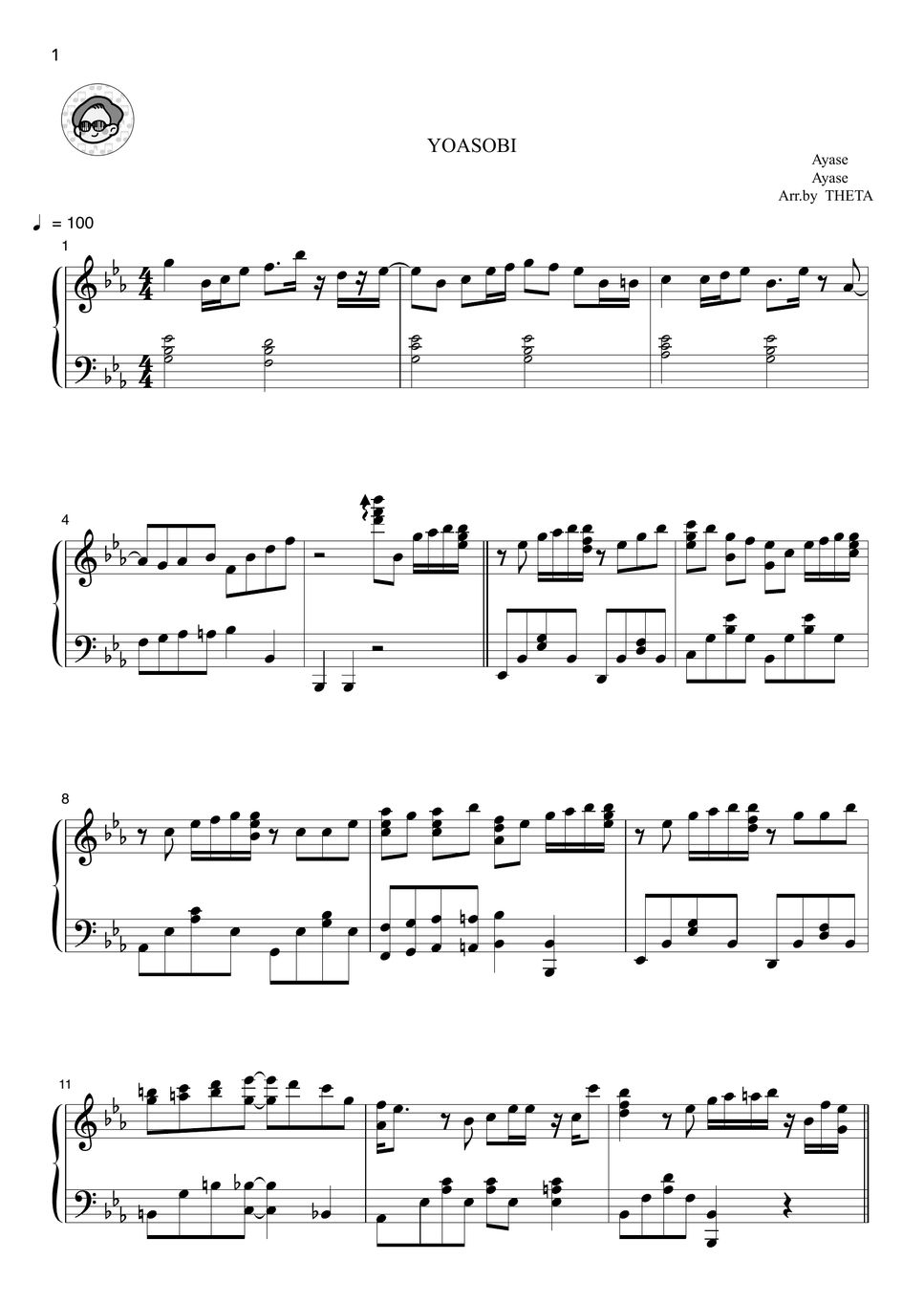 YOASOBI - Mousukoshi dake Sheet by THETA PIANO