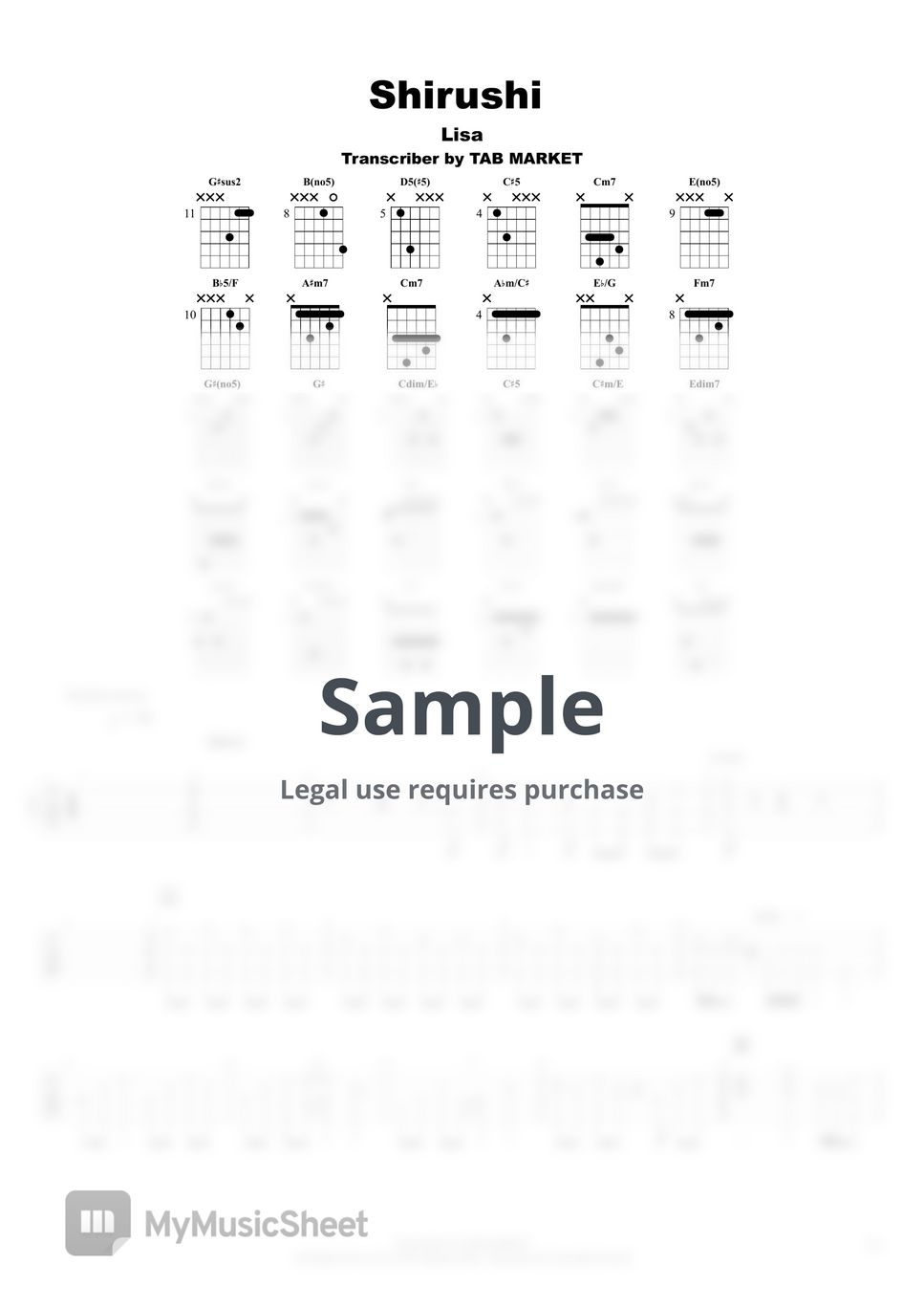 Lisa - Shirushi (Lead guitar) Sheet Music by Tab Market