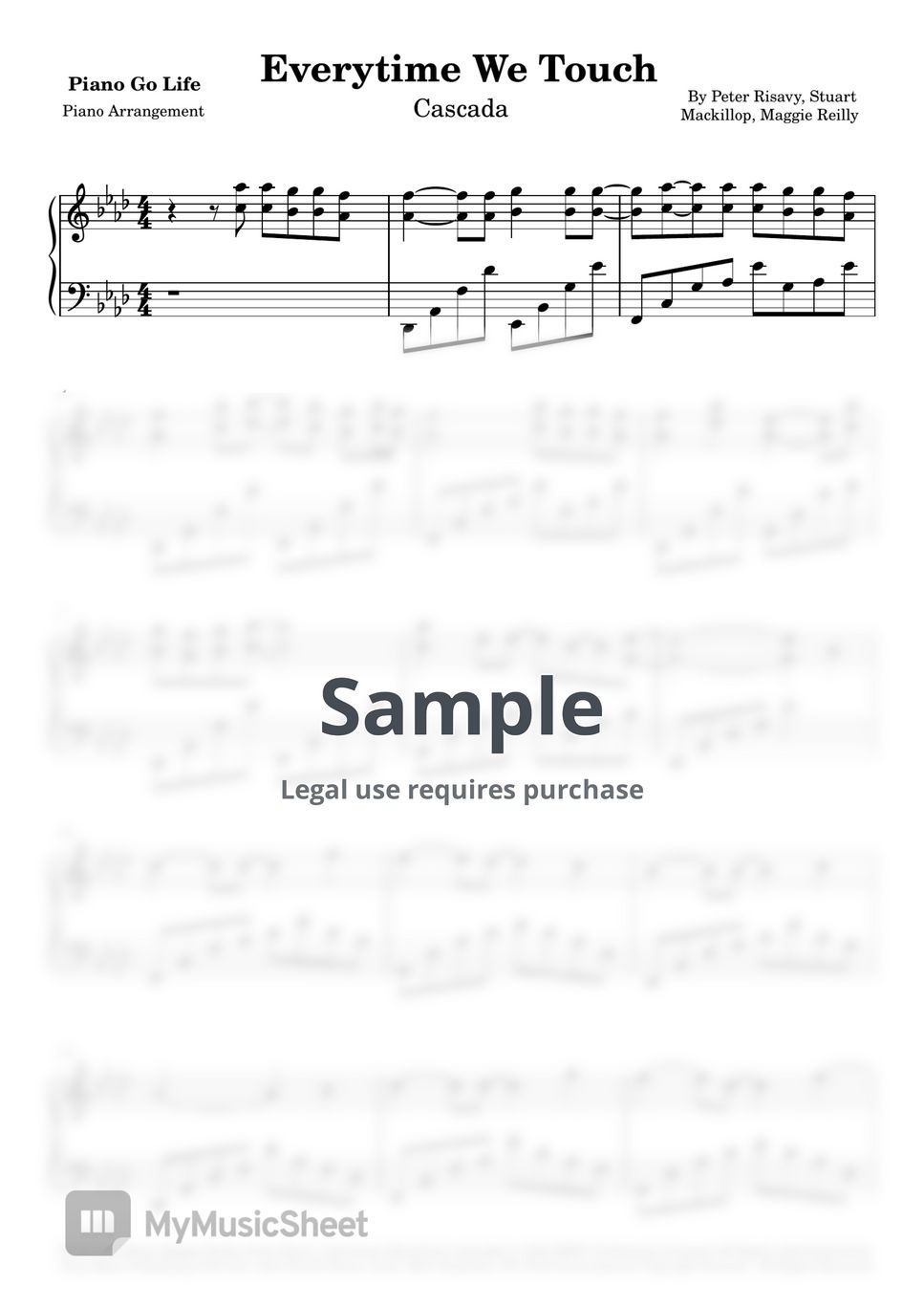 Maggie Reilly - Everytime We Touch (Cascada) 樂譜 by Piano Go Life