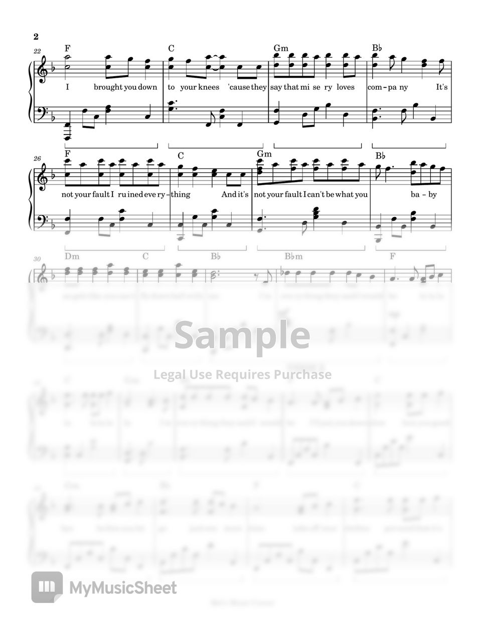 Miley Cyrus - Angels Like You (piano sheet music) Sheets by Mel's Music ...