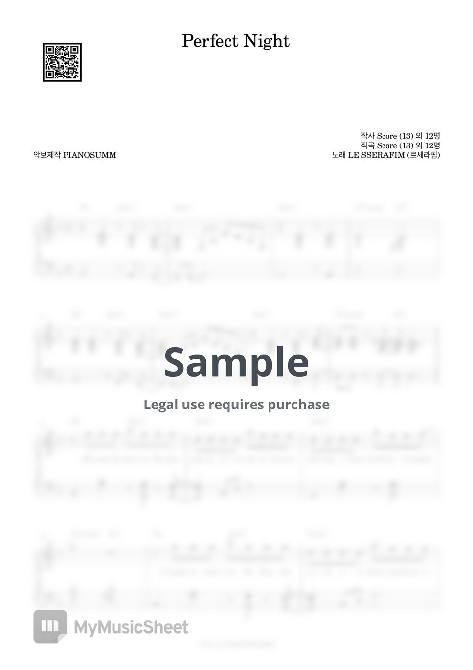 LE SSERAFIM (르세라핌) - Perfect Night Sheet Music by PIANOSUMM