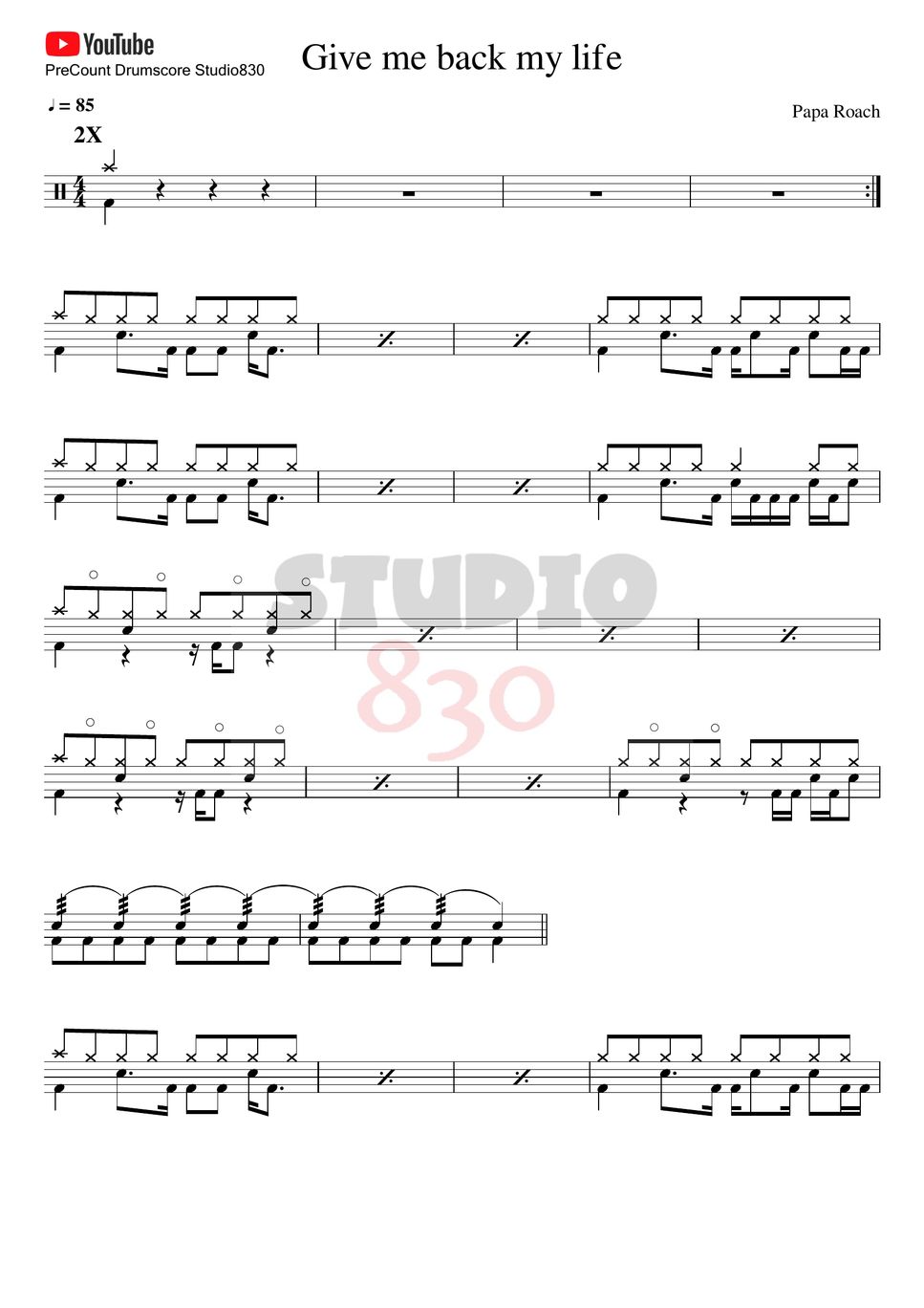 Papa Roach - Give_me_back_my_life Sheet by Studio830