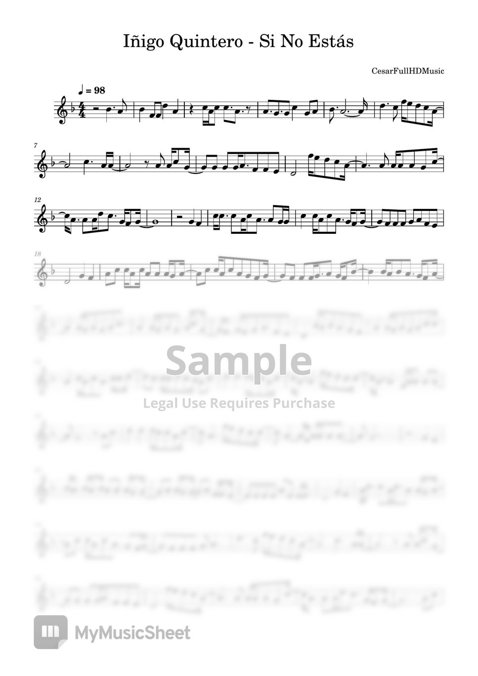 Iñigo Quintero - Si No Estás Sheets