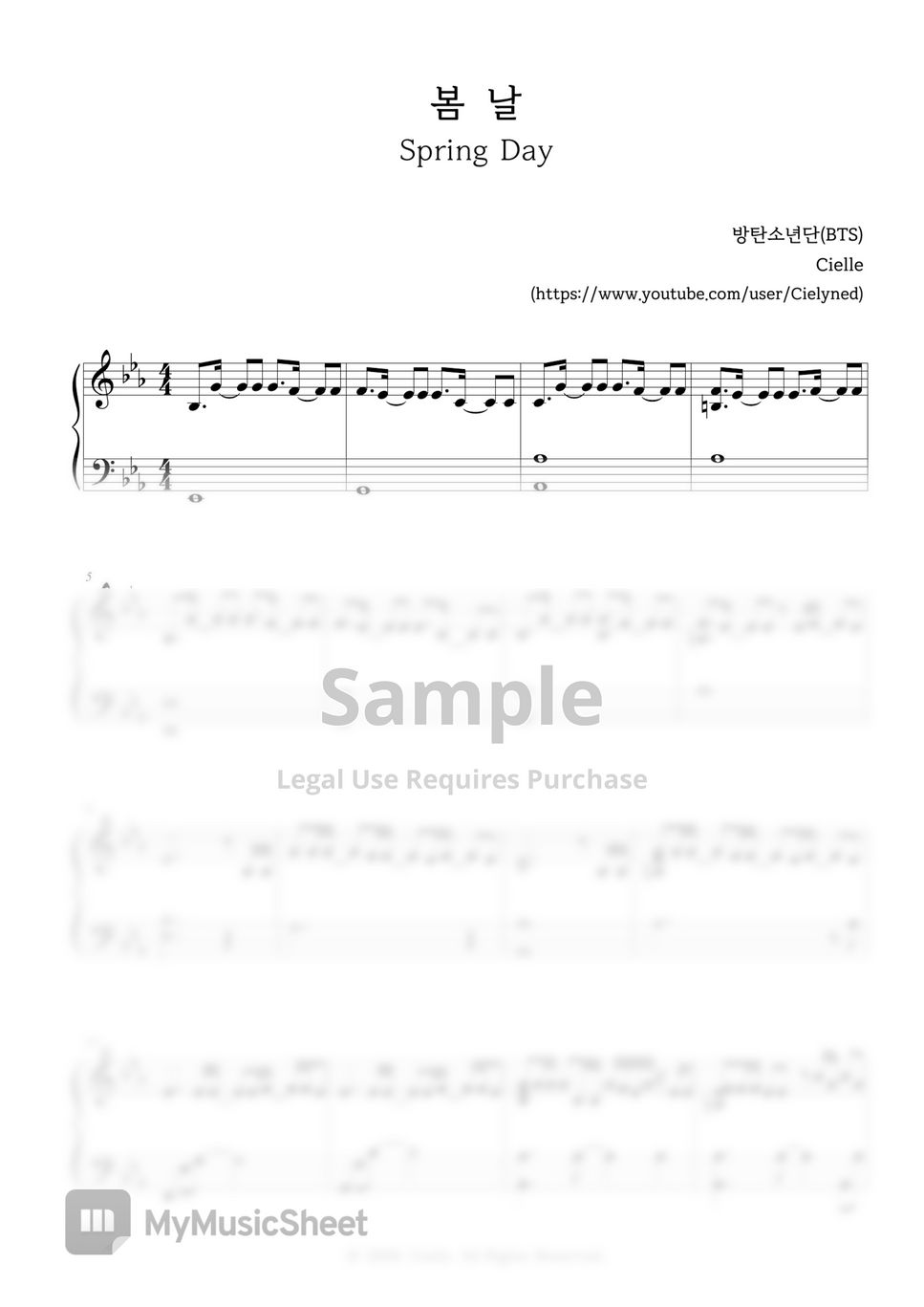 BTS (방탄소년단) - Spring Day (Piano Cover) แผ่น by Cielle