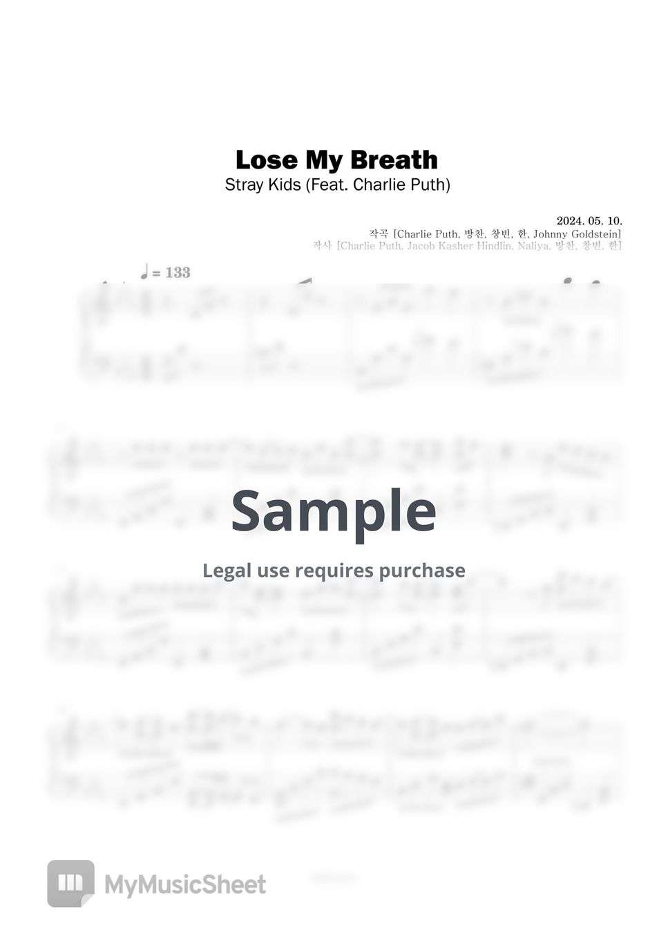 Stray Kids (Feat. Charlie Puth) - Lose My Breath Sheets by boknowa