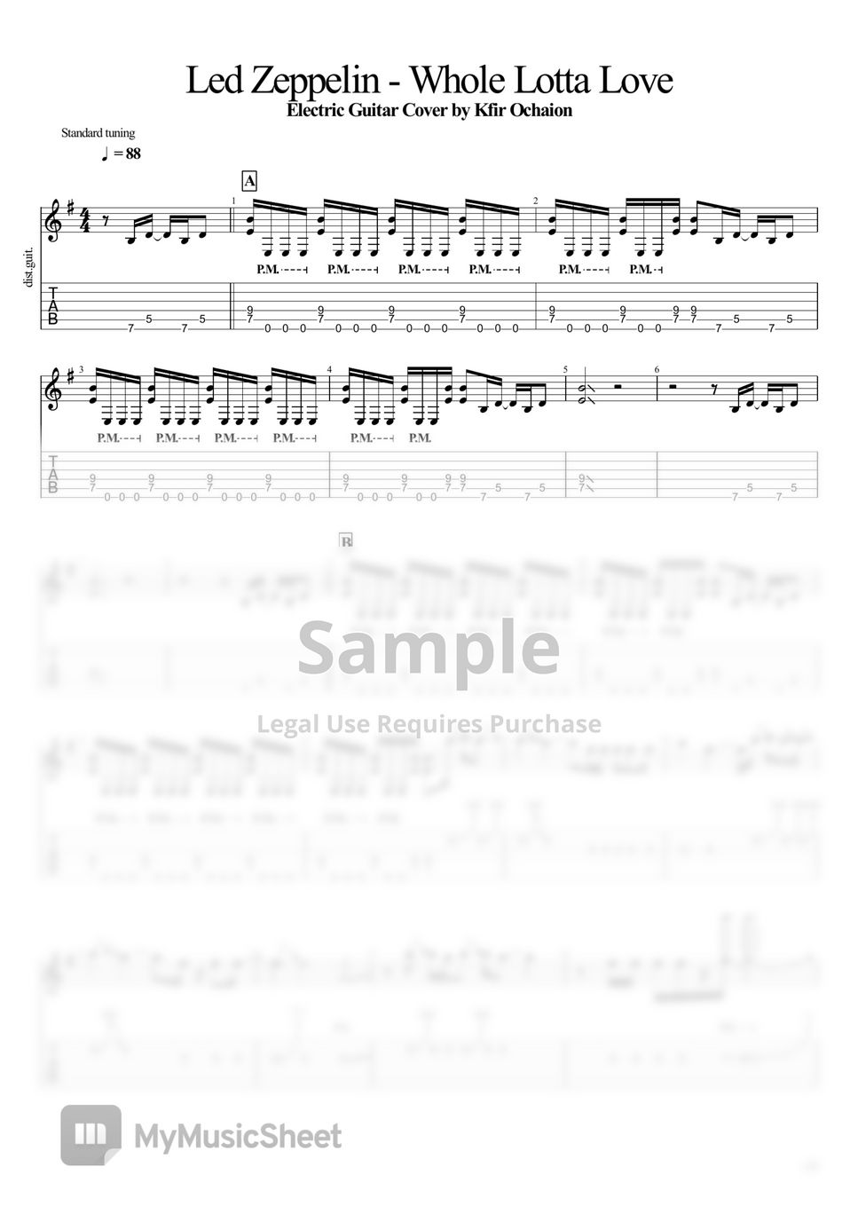 Led Zeppelin - Whole Lotta Love Sheet Music by Kfir Ochaion