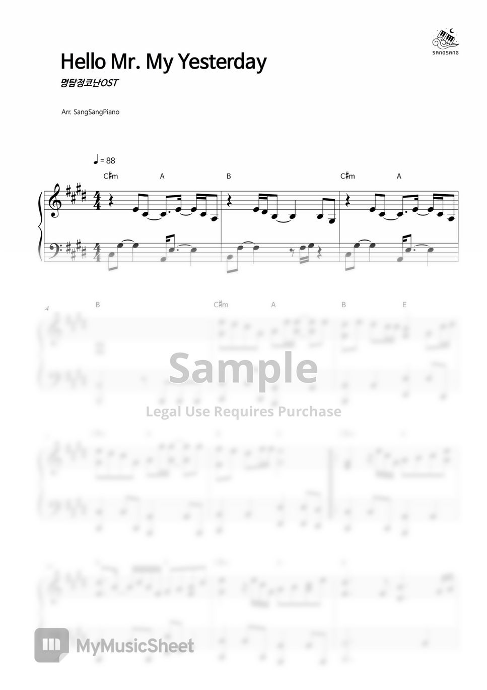 Detective Conan OST - Hello Mr. My Yesterday Sheets by SangSangPiano