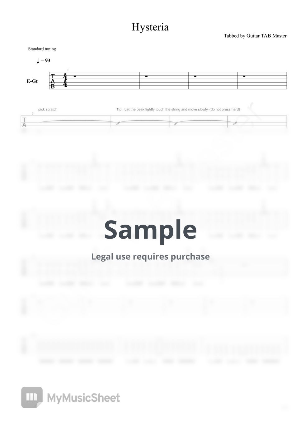 Muse - Hysteria Sheet Music by Guitar TAB Master