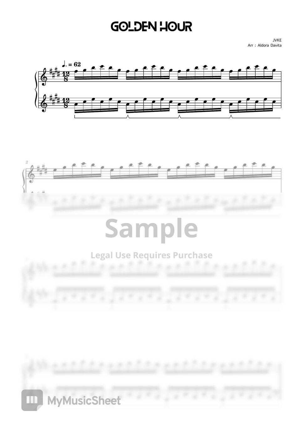 JVKE - Golden Hour (Solo Version) Sheet Music by Aldora Davita